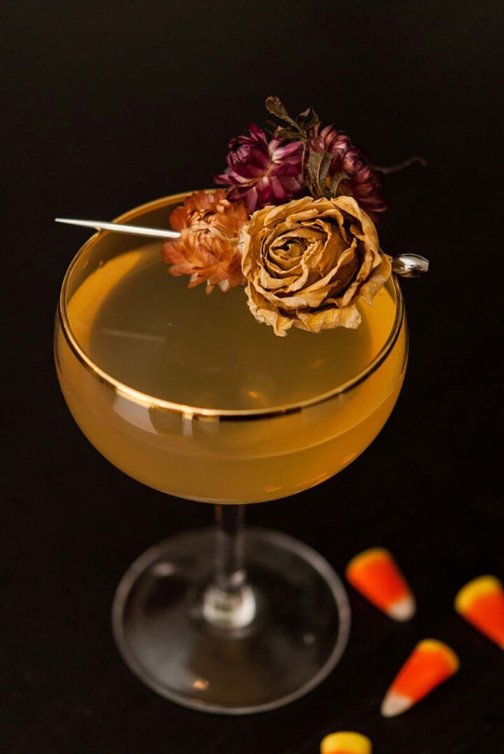 The Yummiest Candy Corn Cocktail - She Keeps a Lovely Home