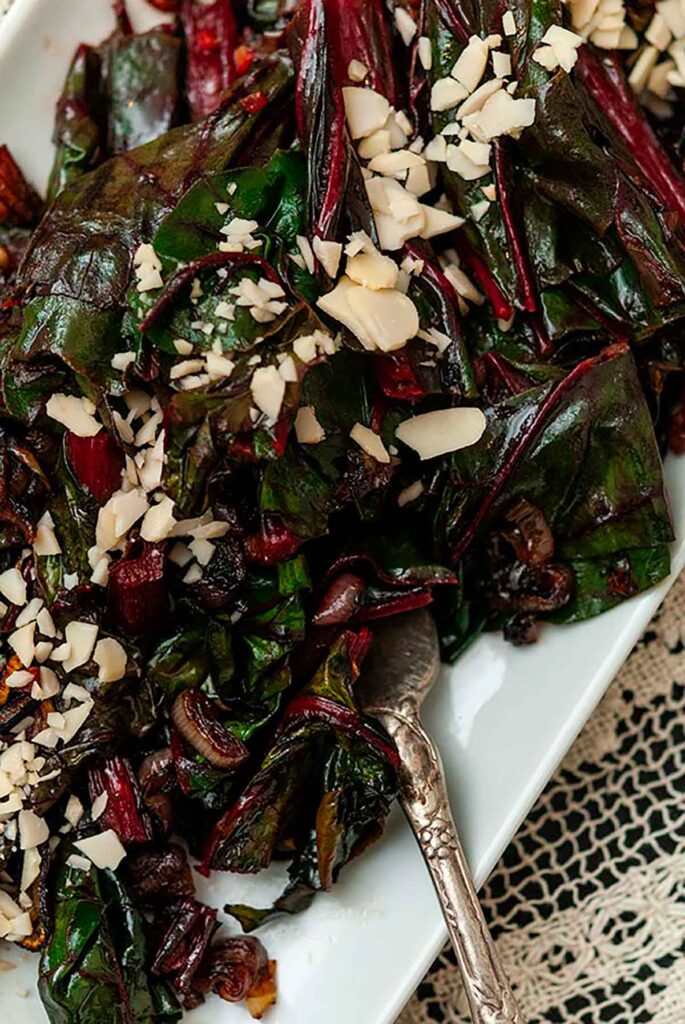 Sautéed Swiss Chard with Caramelized Shallots