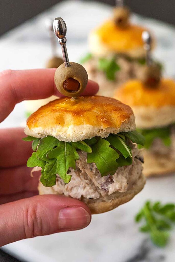 Chicken Salad Sliders with Puff Pastry Buns - She Keeps a Lovely Home