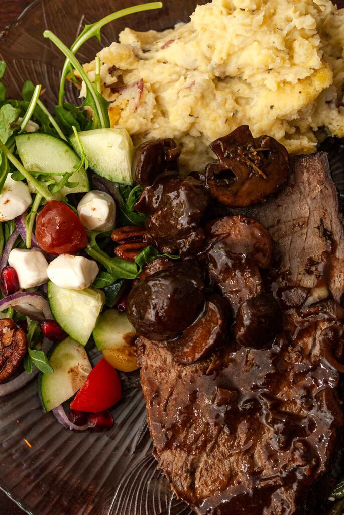 Top Round Roast Beef with Red Wine Mushroom Sauce